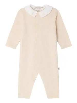Bonpoint Cotton Playsuit With Embroidered Collar - Beige