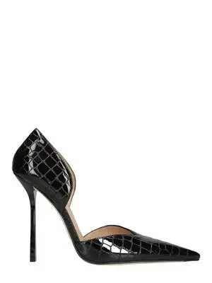 Victoria Beckham Patent Leather Croc Effect D'orsay Stiletto Pumps - Black