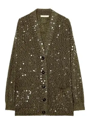 Marina Rinaldi Embellished Sequined Cardigan - Brown