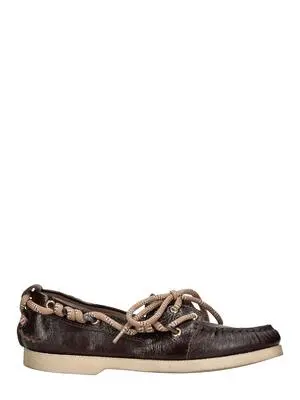 GOLDEN GOOSE Leather Boat Shoes With Lace Up Detail - Brown