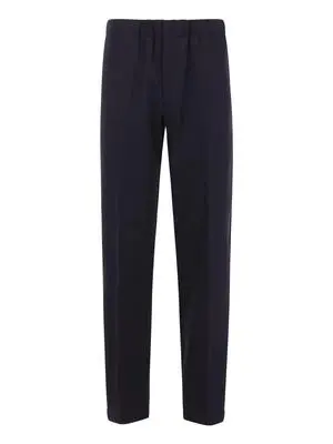 LARDINI Tailored Pure Virgin Wool Trousers With Drawstring Waist - Blu