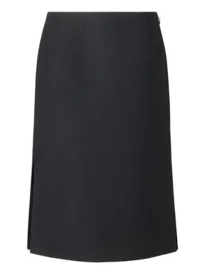 Fendi Wool-silk Skirt With Side Slits - Nero