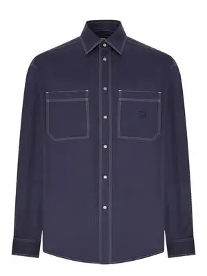 Fendi S Contrast-stitched Shirt - Blu