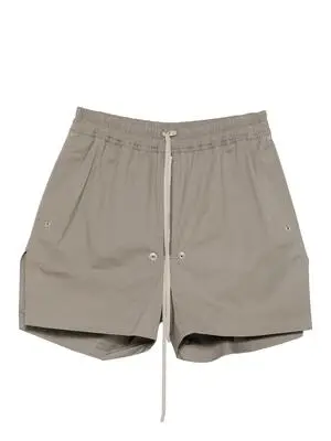 Rick Owens Poplin Drawstring Shorts With Center Zip - Verde