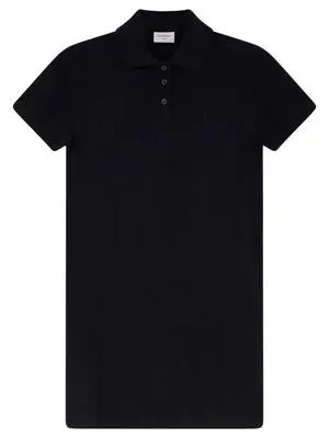 Saint Laurent SAINT LAURENT Short Sleeve Collared Cotton Dress Nero