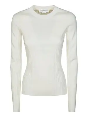 Victoria Beckham Long-sleeve Ribbed Knit T-shirt - Bianco