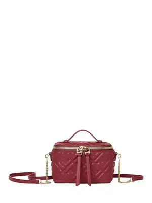 Fendi Fendi Mini Embellished Baguette With Leather Pull Rosso