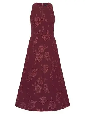 ROTATE BY BIRGER CHRISTENSEN Sleeveless Jacquard Midi Dress - Rosso