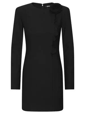 ROTATE BY BIRGER CHRISTENSEN Mini Floral Ruffle Crepe Dress - Nero