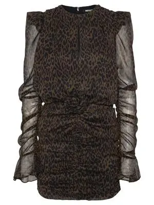 ROTATE BY BIRGER CHRISTENSEN Leopard Print Ruched Mini Dress - Marrone