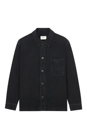 Saint Laurent Cotton Shirt Jacket With Front Button Closure And Pointed Collar - Nero