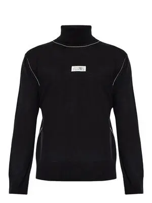 MAISON MARGIELA Turtleneck Pullover Sweater With Contrast Stitching - Black