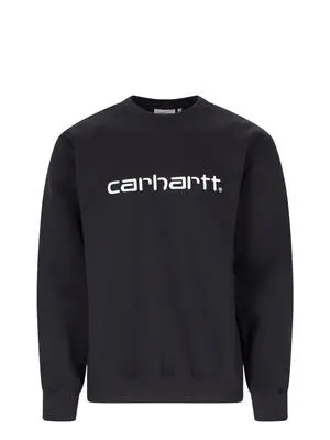 Carhartt Work In Progress Carhartt." Logo Crewneck Sweatshirt - Black