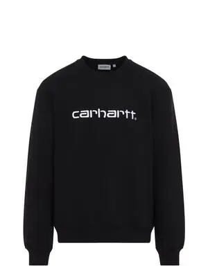 Carhartt Work In Progress Carhartt." Logo Crewneck Sweatshirt - Black