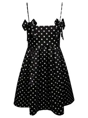 GANNI Polka Dot Mini Gown With Spaghetti Straps - Nero