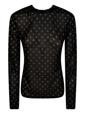 GANNI Long-sleeve Polka Dot T-shirt - Nero