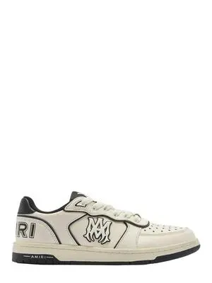 Amiri Logo Leather Sneakers With Vintage Effect - Bianco