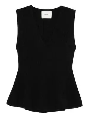 LISA YANG V-neck Ribbed Cashmere Sweater - Nero
