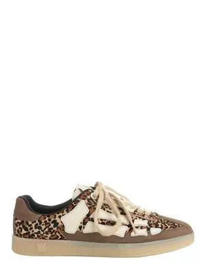 Amiri Leopard Print Bone Detail Lace-up Sneakers - Marrone