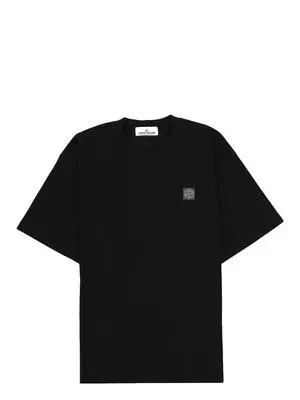 Stone Island Cotton Crewneck T-shirt With Logo Patch - Black