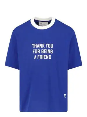 AMI Paris 100% Cotton Classic T-shirt - Blue