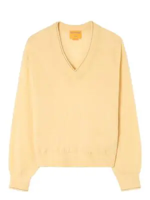 Guest In Residence GUEST IN RESIDENCE V-Neck Cashmere Sweater With Contrast Tipping Giallo
