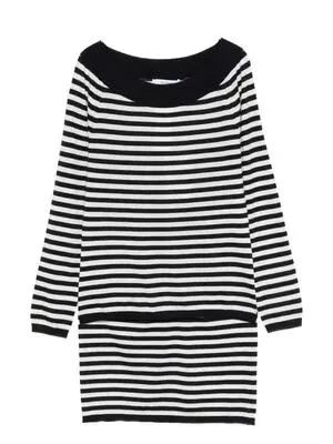 Max Mara MAX MARA Striped Boat Neck Fine Knit Sweater Blu