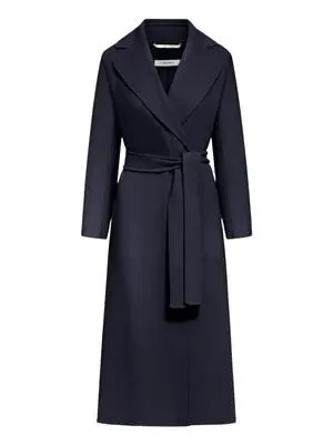 Max Mara Hand-sewn Pure Virgin Wool Belted Jacket - Blu