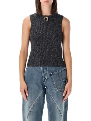 JW Anderson Ribbed Knit Zip Tank Top - Nero