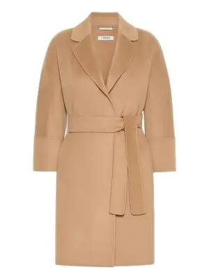 Max Mara S MAX MARA Virgin Wool Wrap Coat Marrone