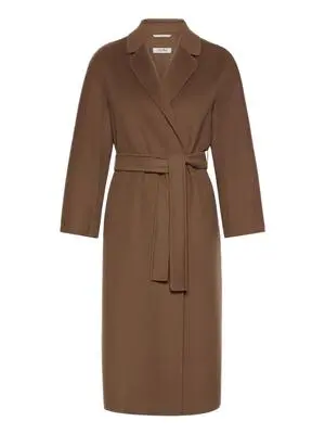 Max Mara S MAX MARA Hand-Sewn Double-Drape Wool Jacket Marrone