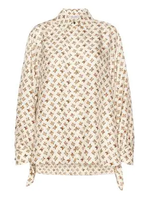 Max Mara MAX MARA Silk Printed Blouse With Tie Cuffs Bianco