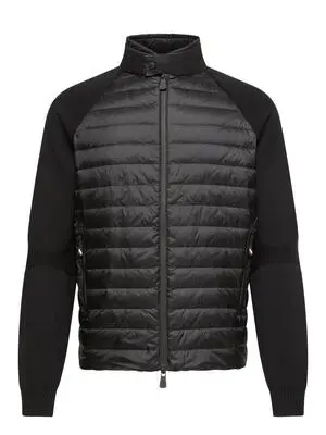 Moncler Moncler Down-Filled Long-Season Jacket With Zip Pockets & Jacquard Logo Nero