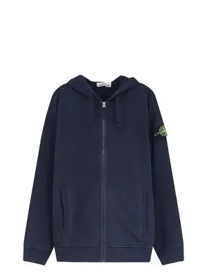 Stone Island Cotton Zip-up Hooded Sweatshirt - Blu