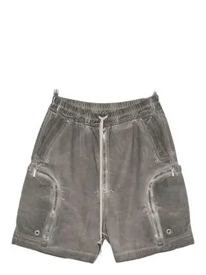 Rick Owens Cotton Cargo Shorts With Zip Pockets - Grigio