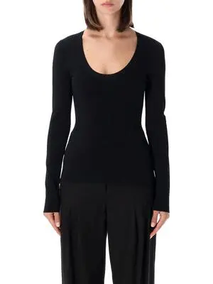 Stella McCartney Stella McCartney Slim-Fit Long-Sleeve Top With Wide Scoop Neck Nero