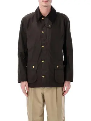 Barbour Ashby Waxed Cotton Jacket With Corduroy Collar - Verde