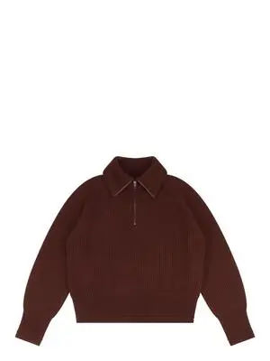ENTIRE STUDIOS Fold-over Collar Wool Sweater - Rosso