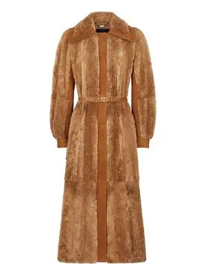 Fendi Soft Mink Fur Coat With Bell Sleeves And Selleria Stitching - Brown