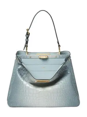 Fendi Fendi Peekaboo Soft Medium Crocodile Bag Grey