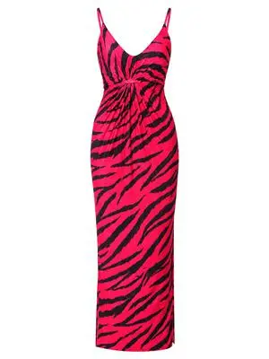 CHIARELLA Red Zebra Print Midi Dress - Red/black