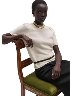 ME+EM ME+EM Merino Cashmere Silk Pouf Sleeve Knit Tee