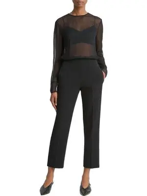 Vince Velvet-trim Pull-on Cropped Crepe Pants - Black