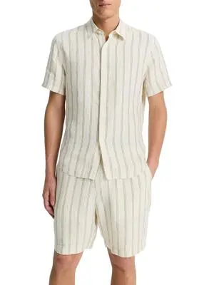 Vince Mesa Stripe Hemp Short-sleeve Shirt - Blanco