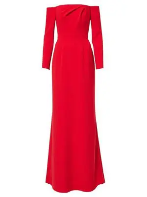 Carolina Herrera Draped Off-the-shoulder Gown - Red