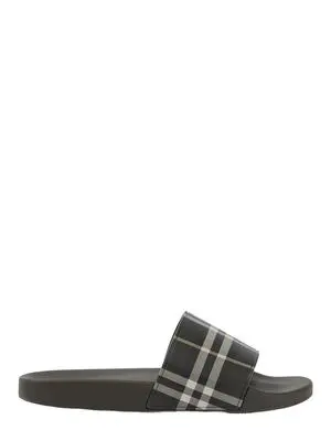 Burberry Checked Rubber Slides - Grey