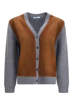 Prada Suede And Wool Cardigan - Multicolour