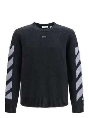 Off-White Diag Fuzzy Crewneck Sweater - Black