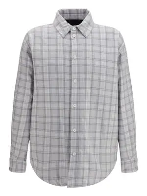 Off-White Padded Checked Shirt Jacket - Grey