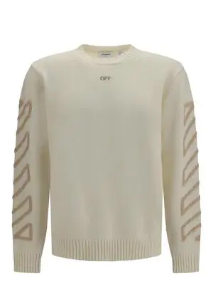 Off-White Arrow Fuzzy Crewneck Sweater - Cream